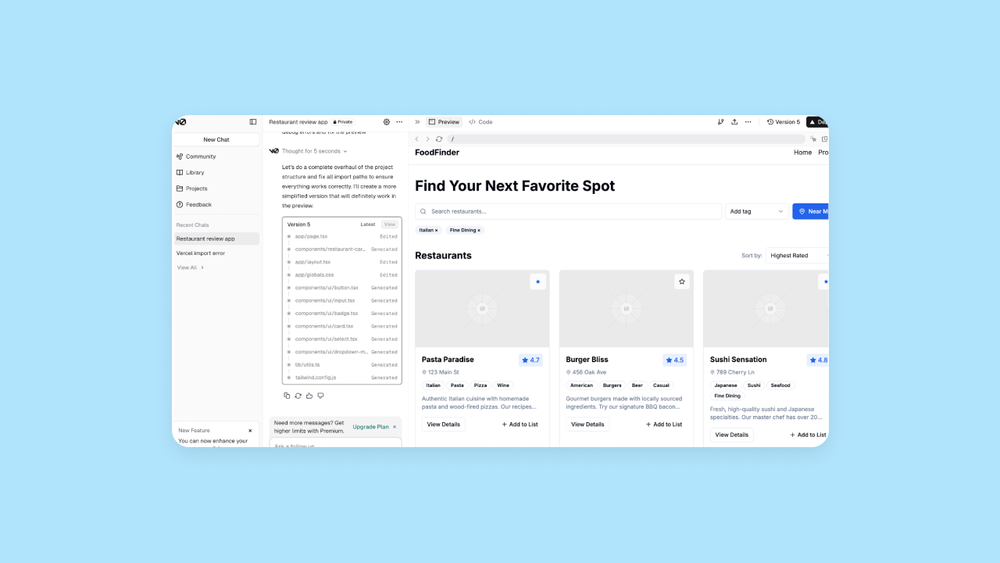 Bubble vs. Vercel v0: Which is the best AI app builder? | Bubble